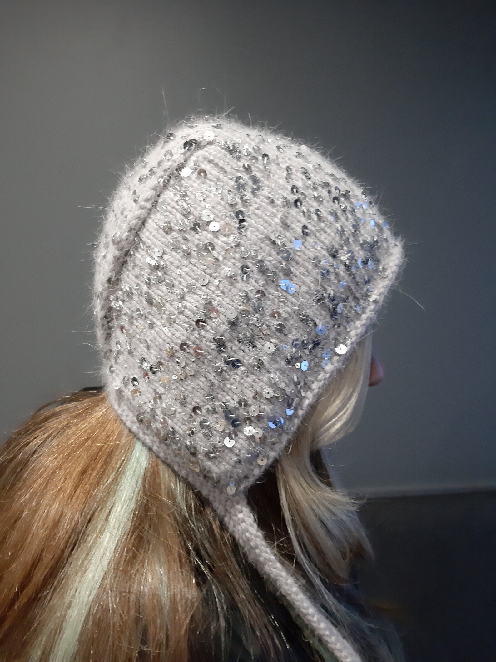 Sequin Bonnet Adult. Silver Gray Hat for Women. Shiny Bonnet Hat ...