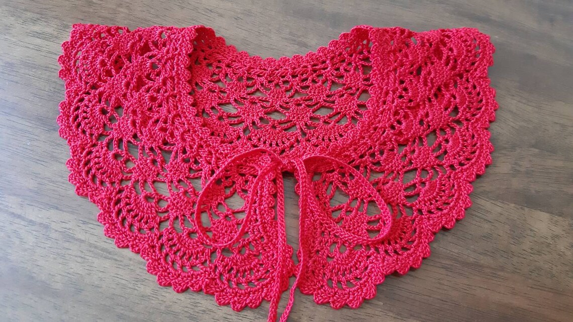 Red Lace Crochet Collar Lace Yoke Collar Ruby Collar - Etsy
