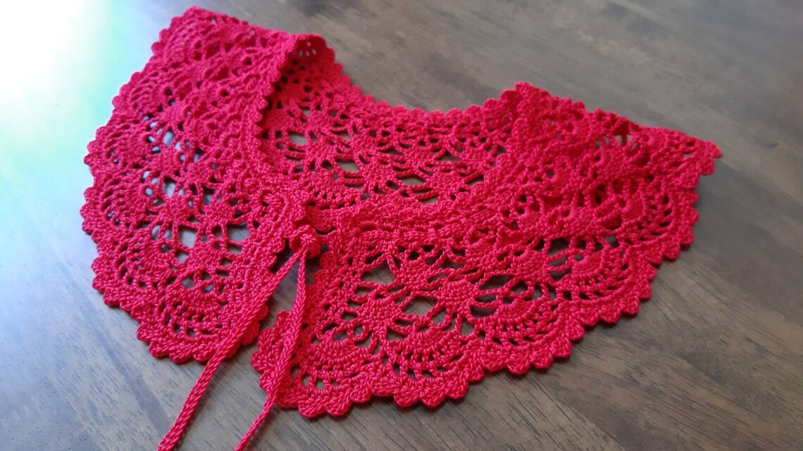 Red Lace Crochet Collar Lace Yoke Collar Ruby Collar - Etsy