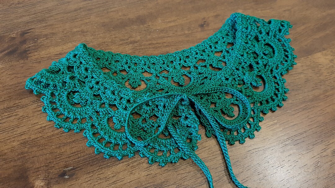 Emerald Green Lace Collar, Crochet Handmade Collar for Women, Girls ...