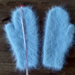 Gray Angora Mittens Women. Winter Mittens. Fluffy Knitted - Etsy