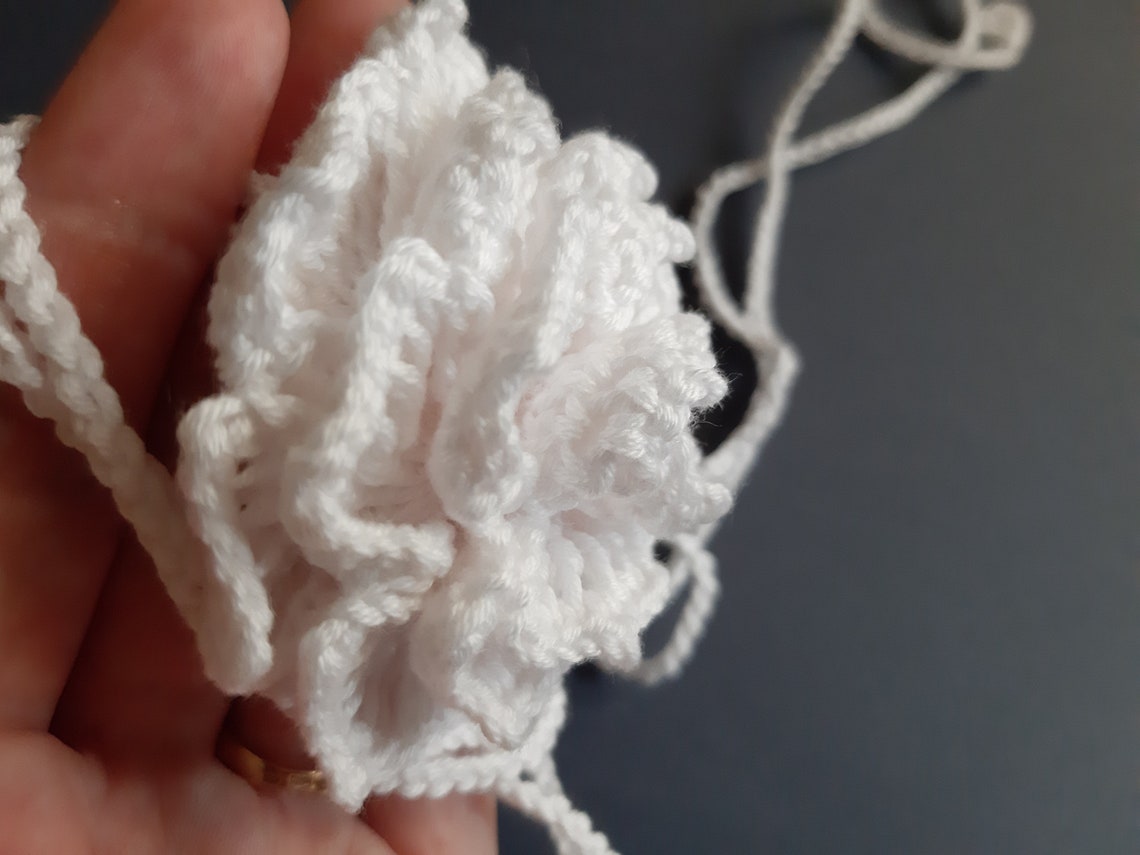 White Rose Flower Choker Necklace. Floral Choker Handmade. Rose Crochet ...