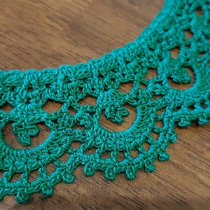Emerald Green Lace Collar, Crochet Handmade Collar for Women, Girls ...