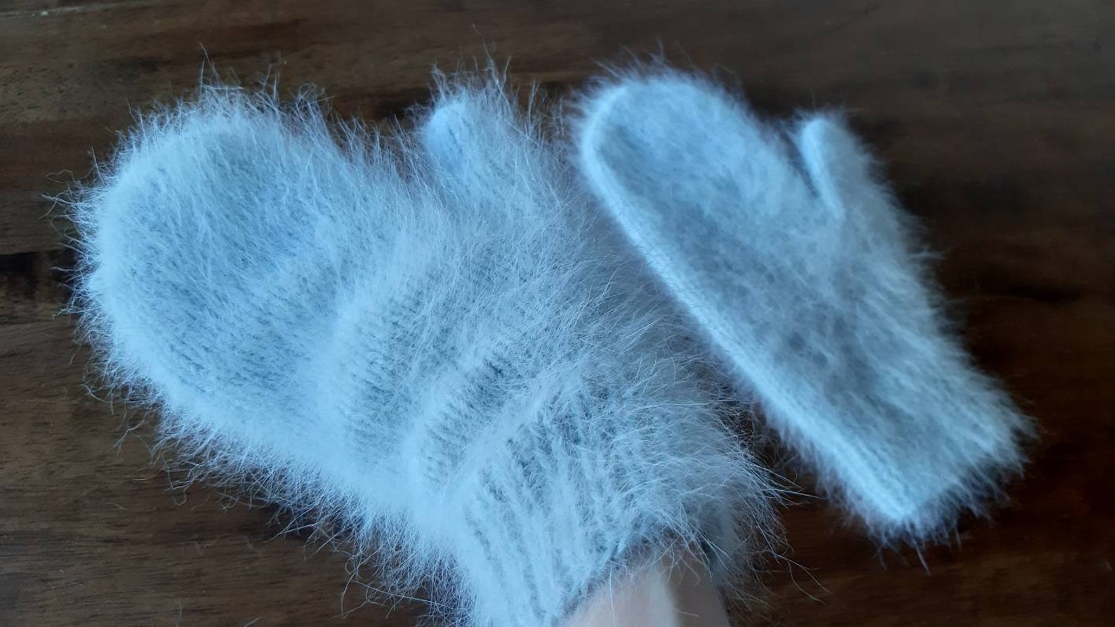 Gray Angora Mittens Women. Winter Mittens. Fluffy Knitted - Etsy