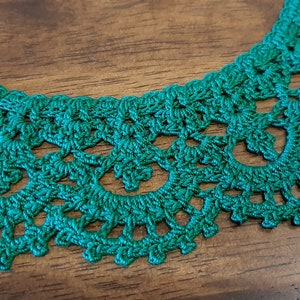 Emerald Green Lace Collar, Crochet Handmade Collar for Women, Girls ...