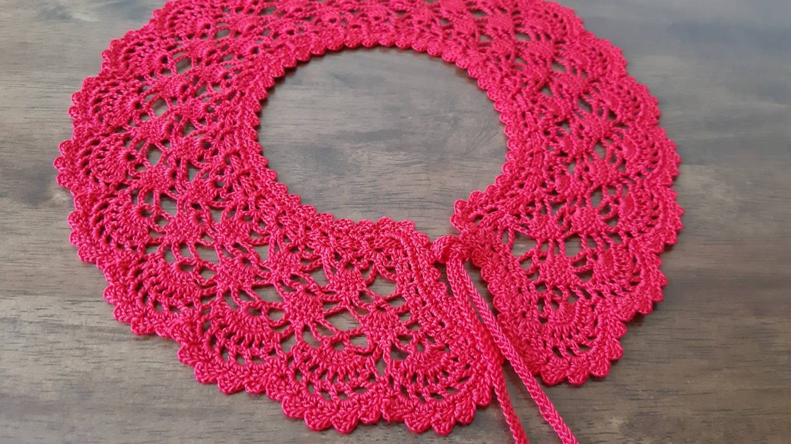 Red Lace Crochet Collar, Lace Yoke Collar, Ruby Collar Necklace ...