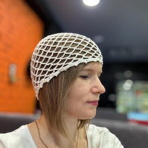 Mesh Beanie Hat With Mini Sequins, White Sparkly Beanie Net Hat Crochet ...