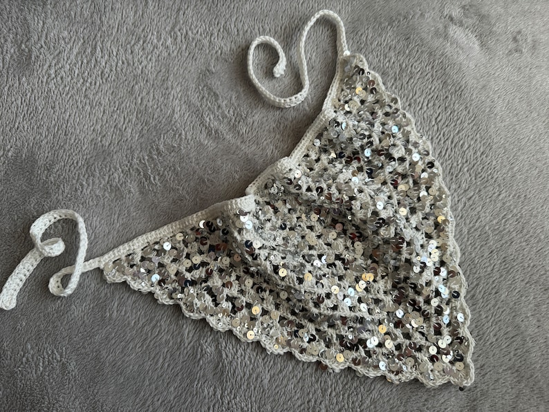 Sequin Bandana White Silver/beige Golden Shiny Lace Head Scarf ...