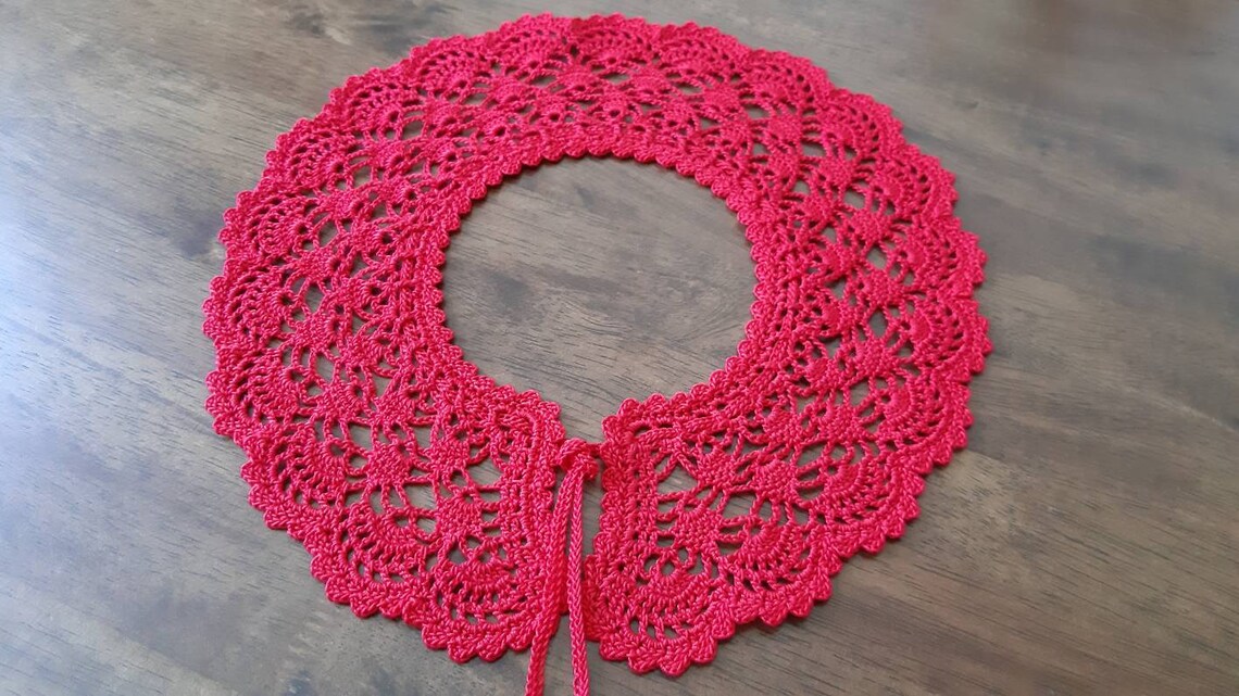 Red Lace Crochet Collar Lace Yoke Collar Ruby Collar - Etsy