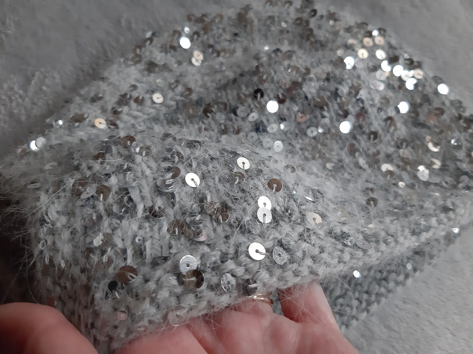 Sparkle Bonnet Hat, Sequin Bonnet Adult. Silver Gray Hat for Women ...