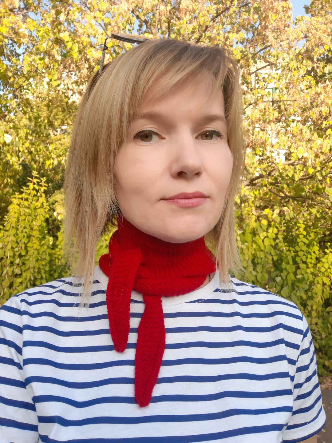 Red Small Scarf Neck Kerchief, Merino Wool Scarf Sophie. Soft Scarf ...