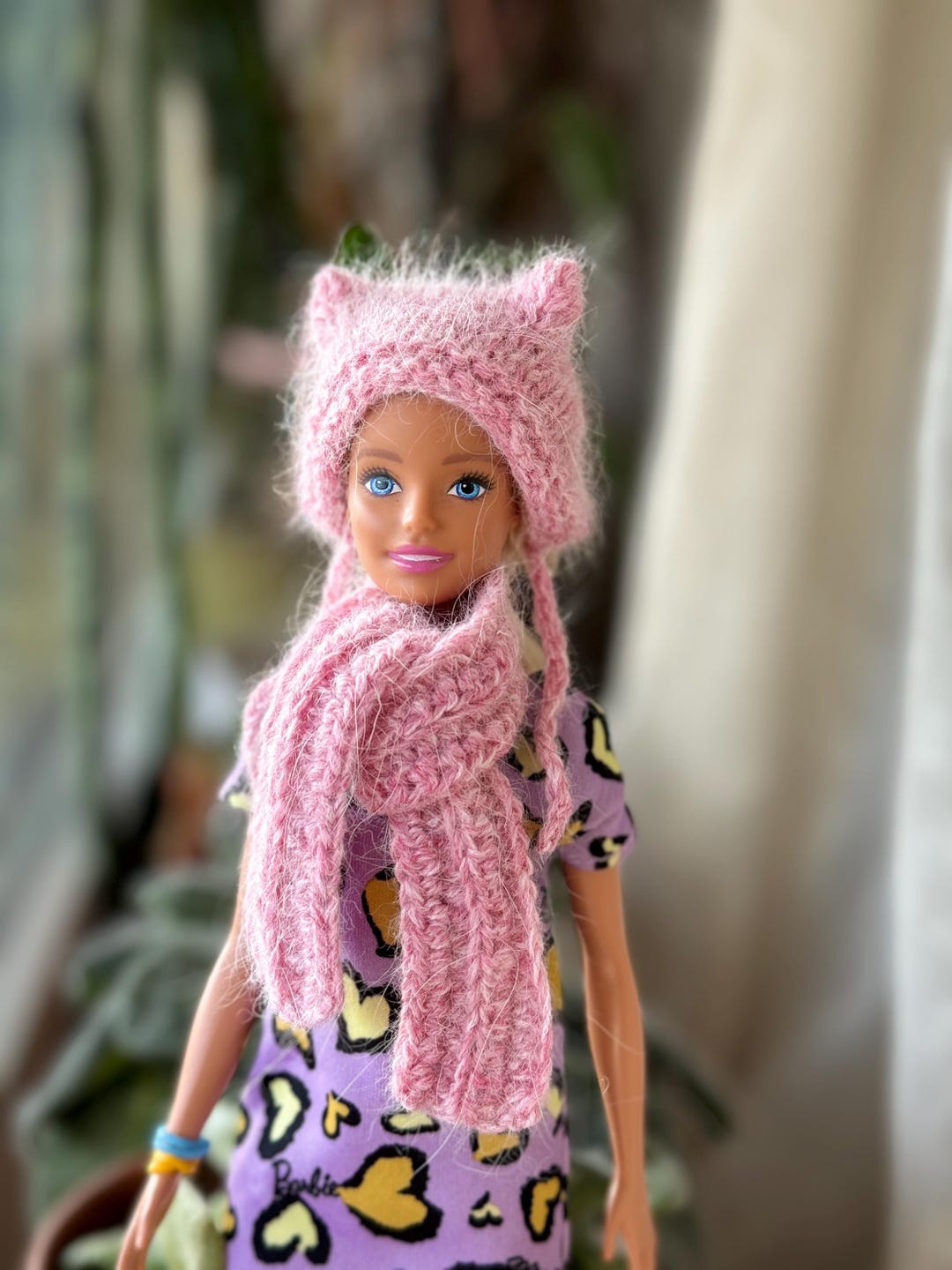 Cat Bonnet 1/6 Doll Pink Bonnet Hat for Doll 11.5-12 Inch Doll Bonnet ...