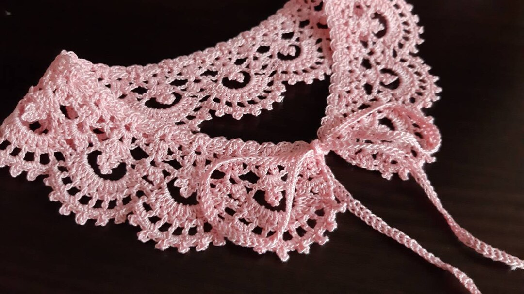 Pink Lace Crochet Collar Removable, Girls/kids Collar Handmade ...