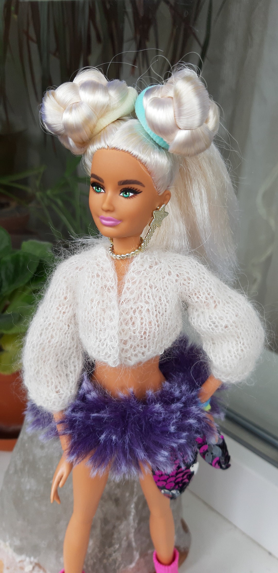 Cropped CARDIGAN for Doll 11.5-12 Inch, Cream Mohair Doll Cardigan ...