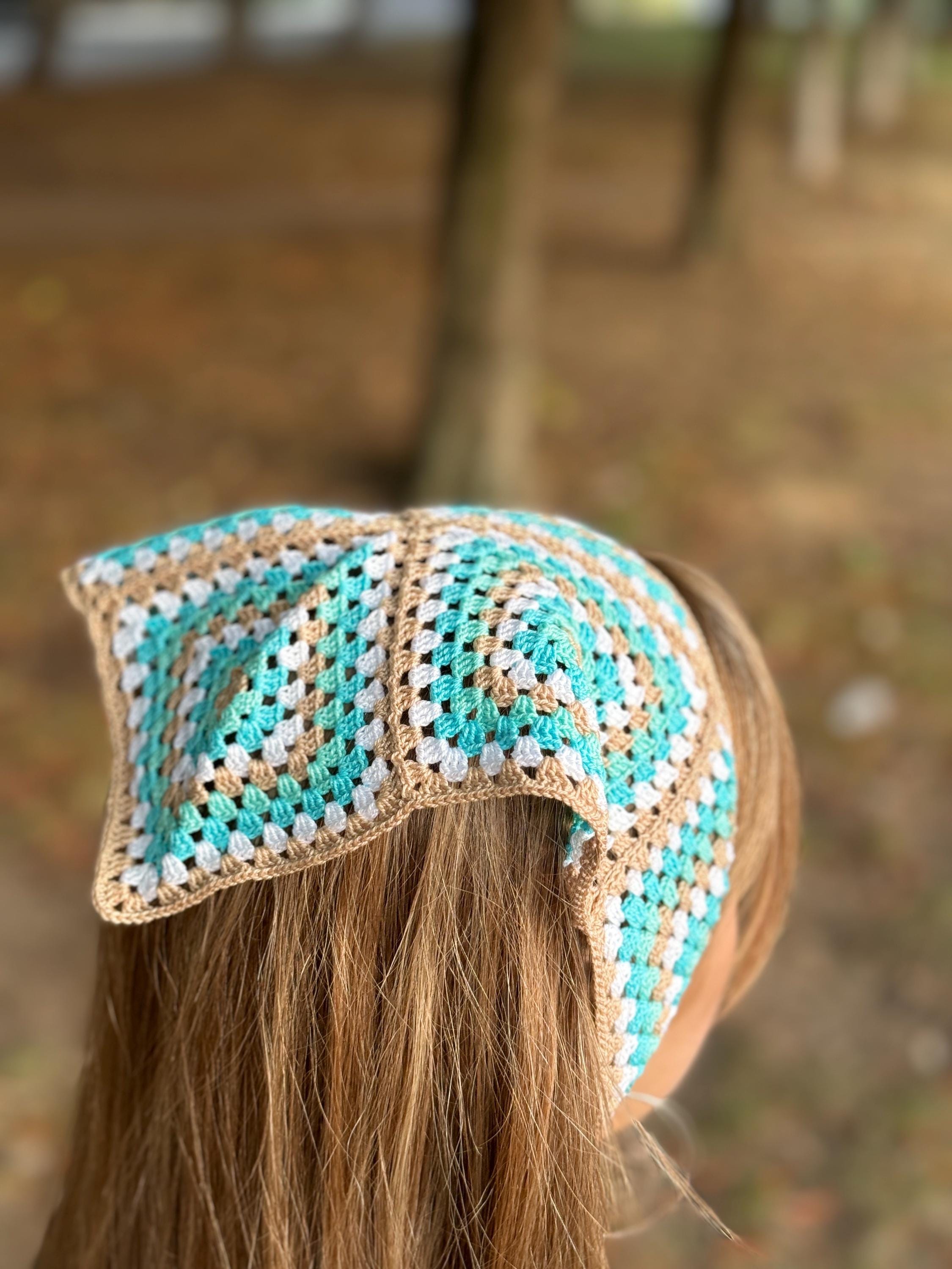 Granny Square Triangle Head Scarf With Ties. Pastel Cotton Hair ...