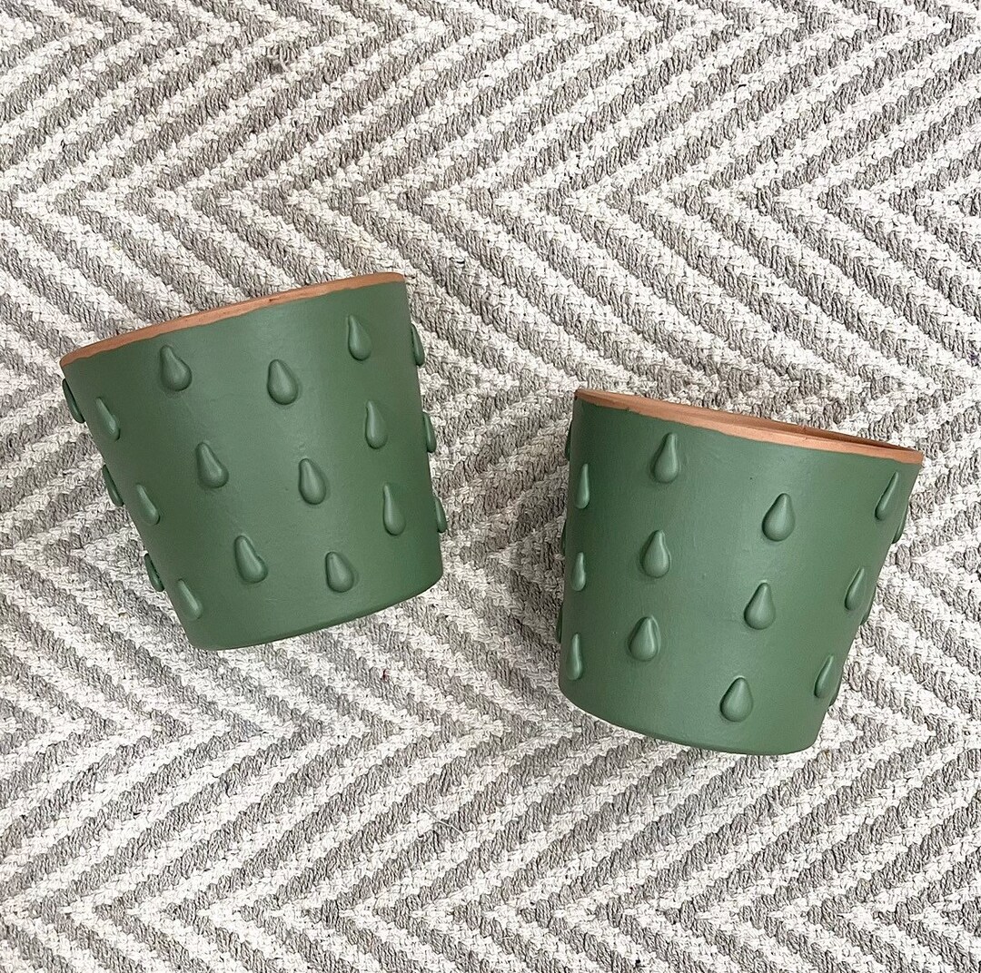 Sage Green Matte Drip Terracotta Pot - Etsy