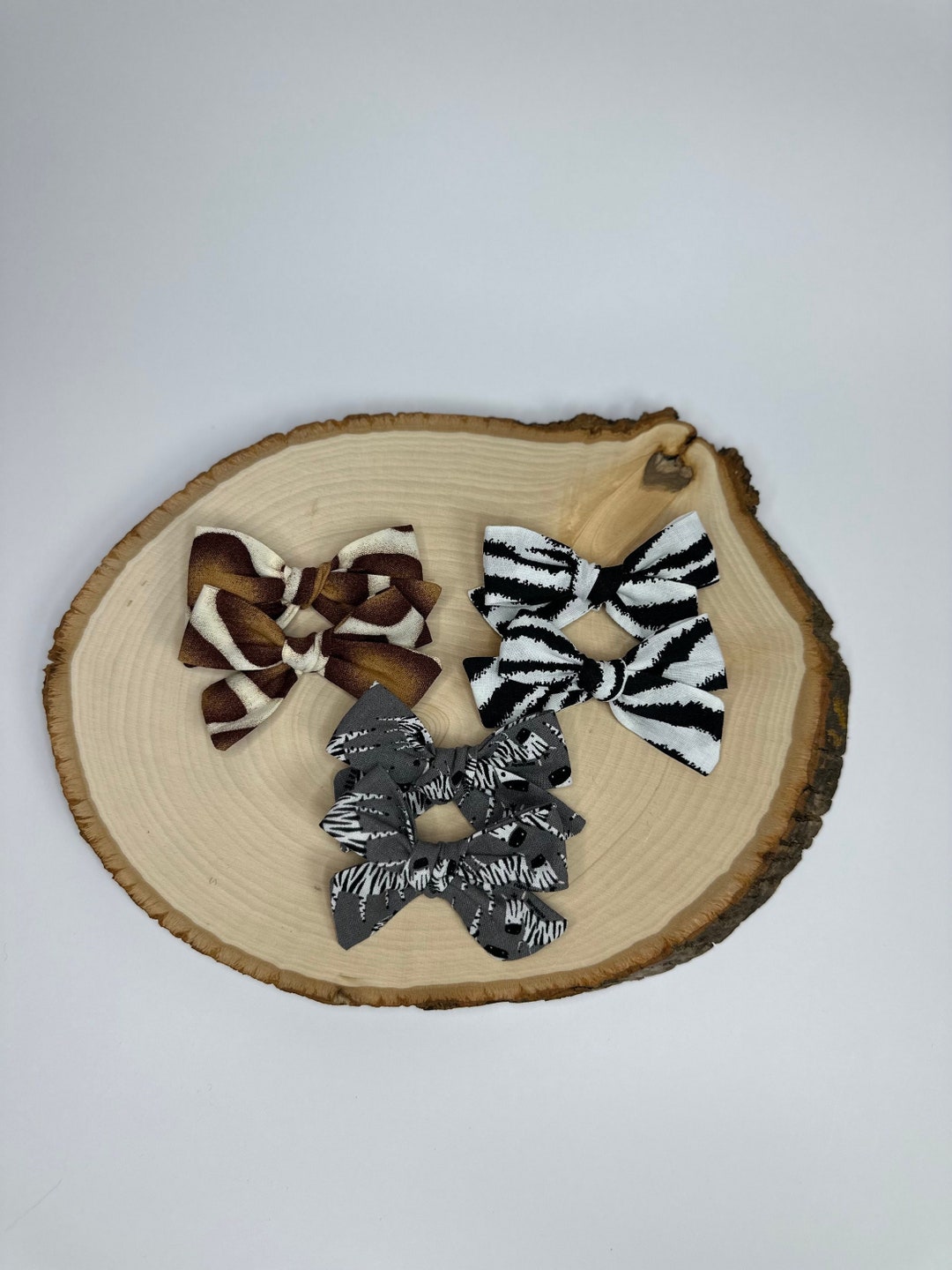 Safari School Girl Hair Bow, Sailor Bows, Animal Print Pigtail Bows ...