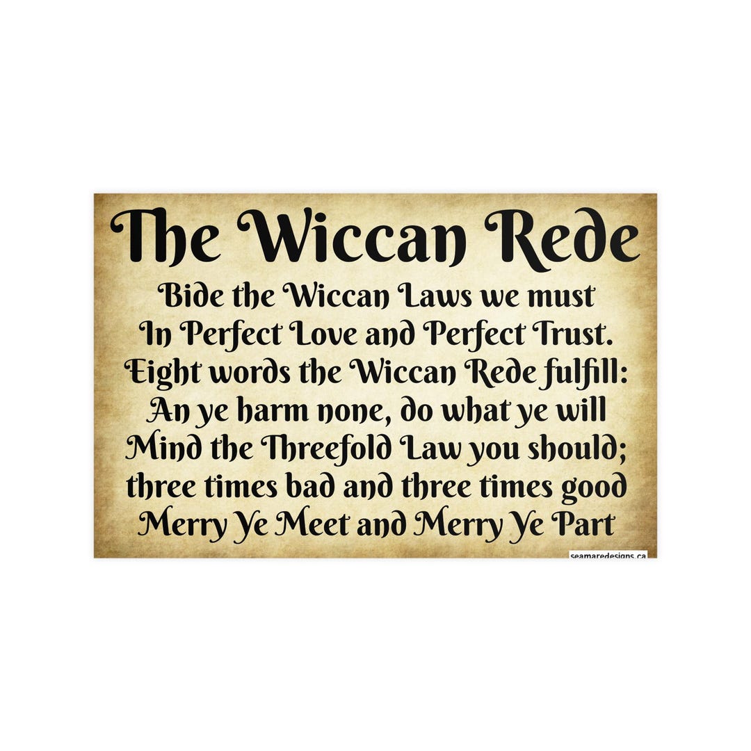 Wiccan Rede Traditional short Version Rhyme Prayer, Wicca Art Print ...