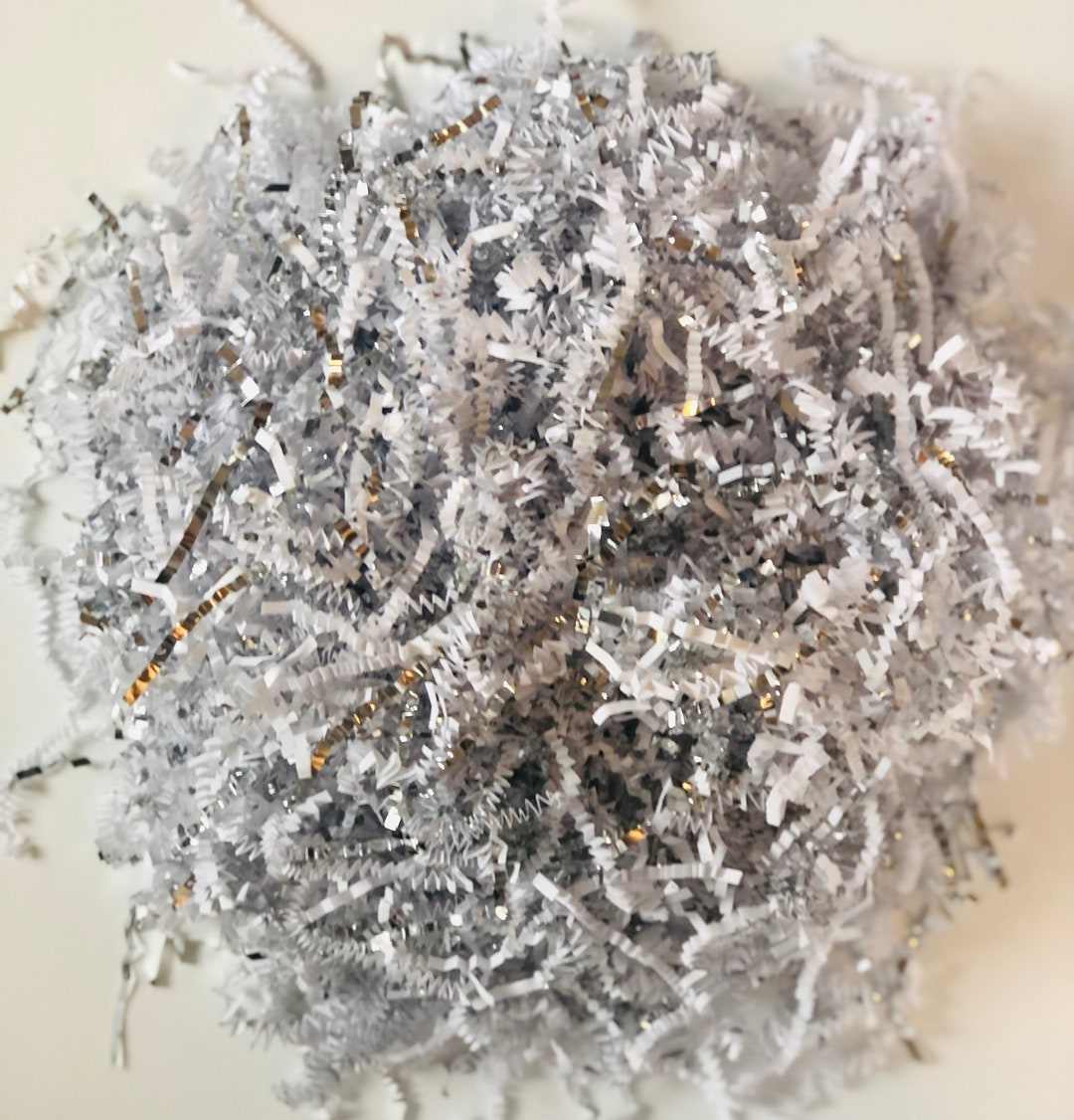 4 Oz Silver White Mixed Crinkle Shred Paper for Gift Packaging, Cushion ...