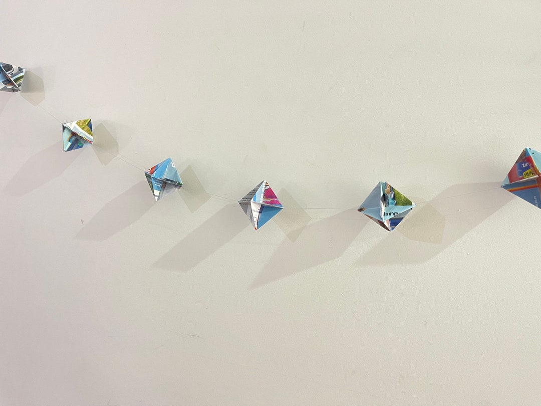 Upcycled Origami Octahedron Garland From Paper Catalogues Decoration ...