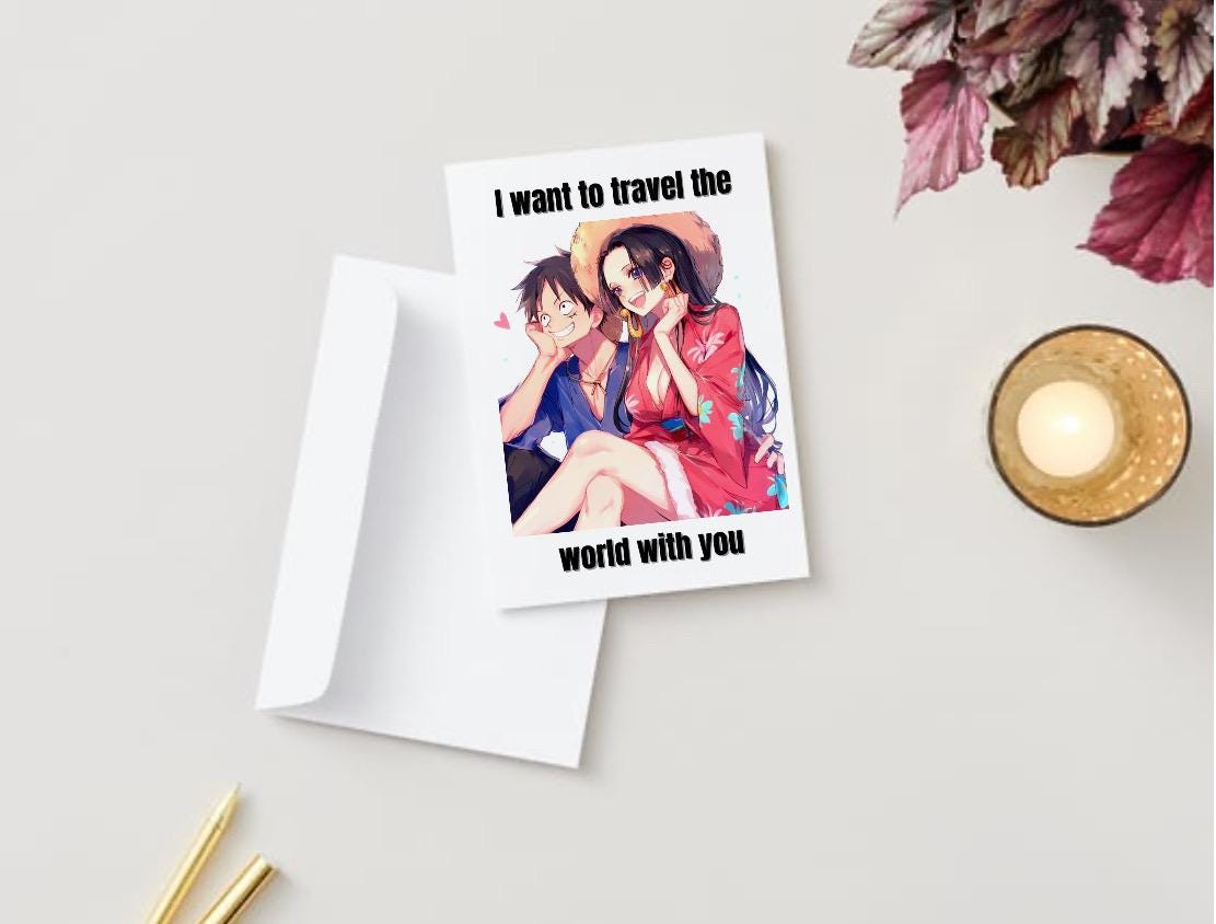 One Piece Anime Boa and Luffy Design 2 Love Heart Wedding Anniversary ...
