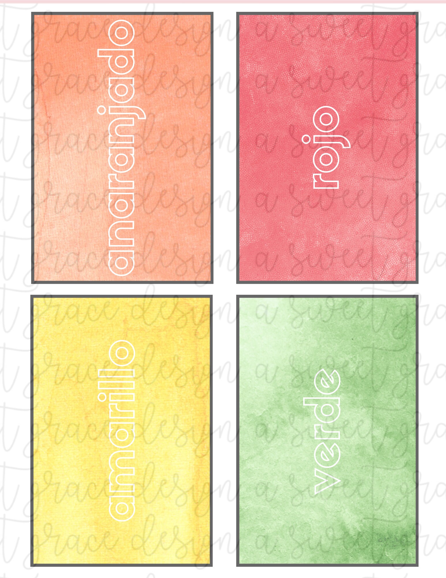 Bilingual Color Flash Cards - English & Spanish | DIGITAL DOWNLOAD ...