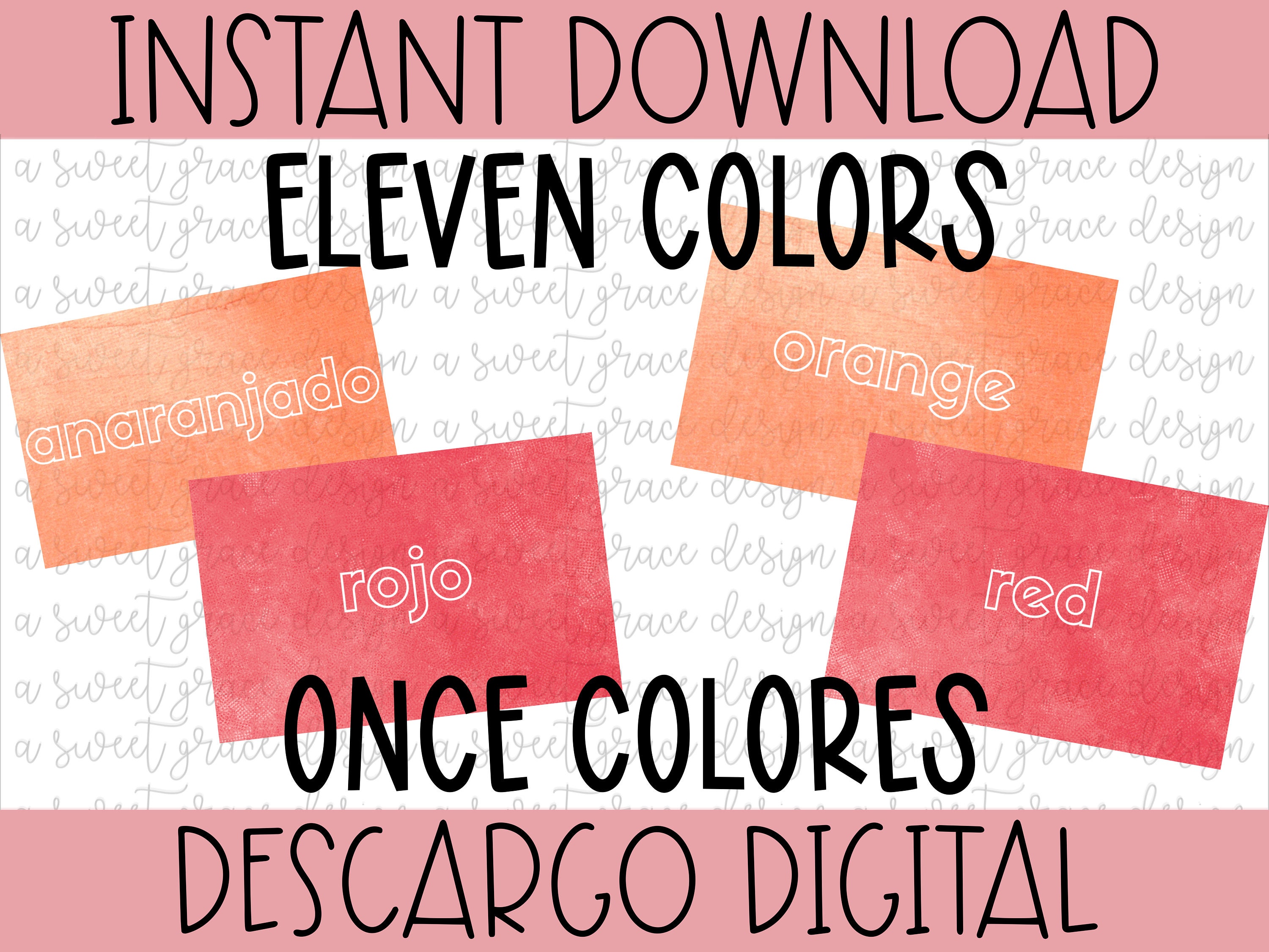 Bilingual Color Flash Cards - English & Spanish | DIGITAL DOWNLOAD ...
