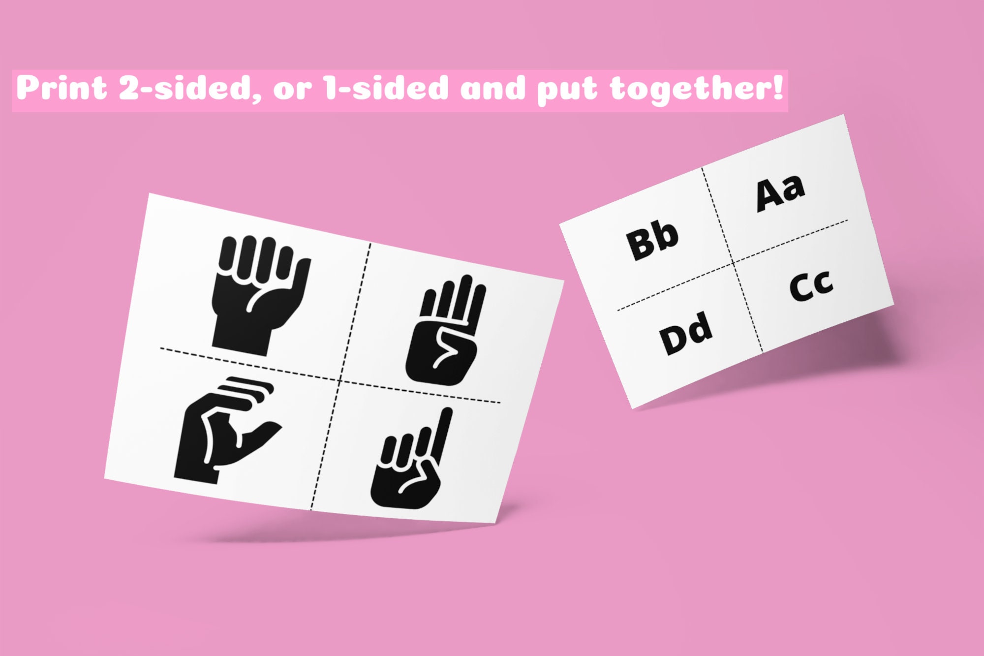 American Sign Language ASL Alphabet Printable Flash Cards - Etsy
