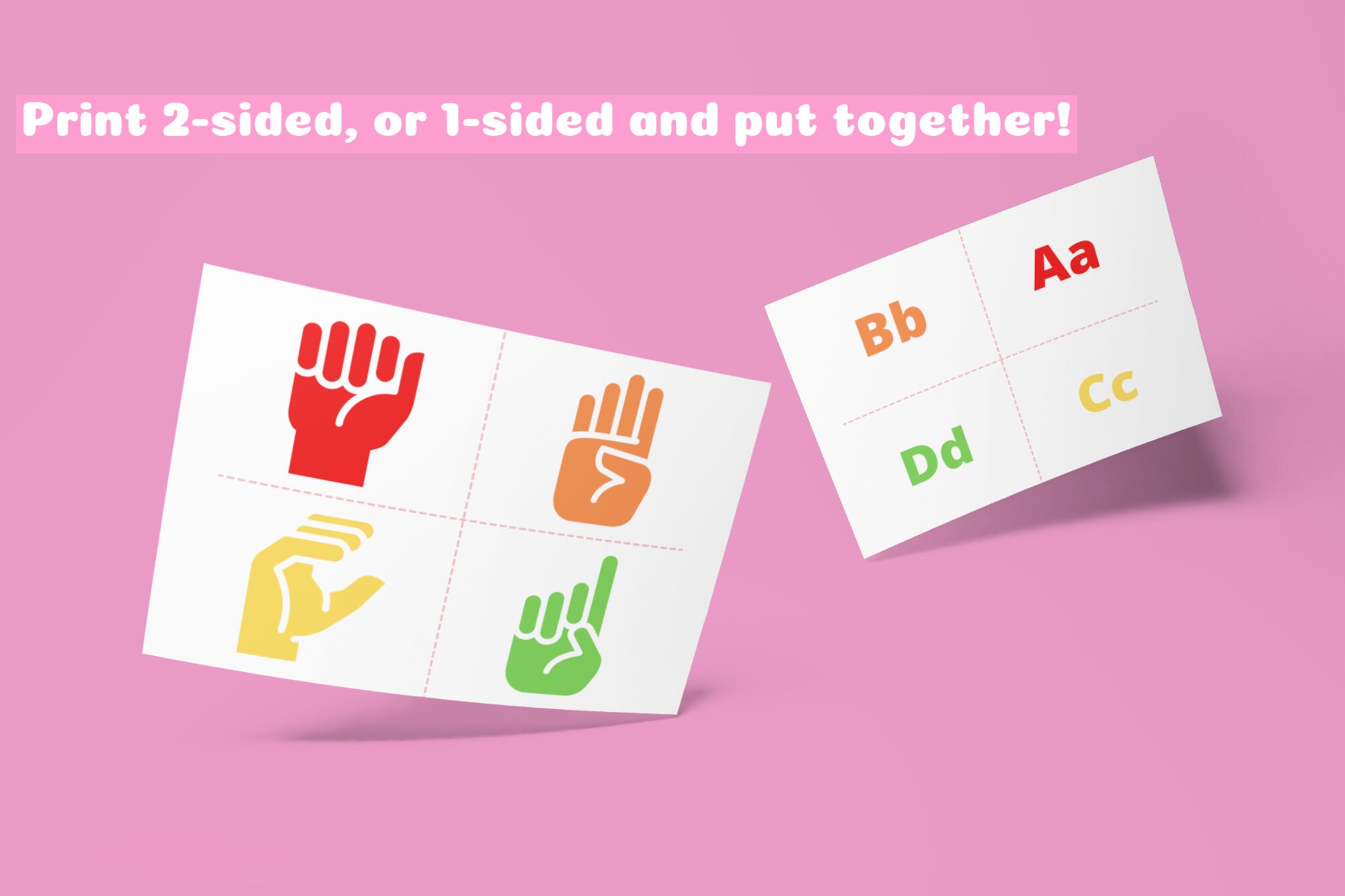American Sign Language ASL Alphabet Printable Flash Cards Rainbow ...