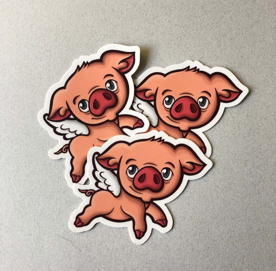 3 Vinyl Flying Pig Sticker | Etsy