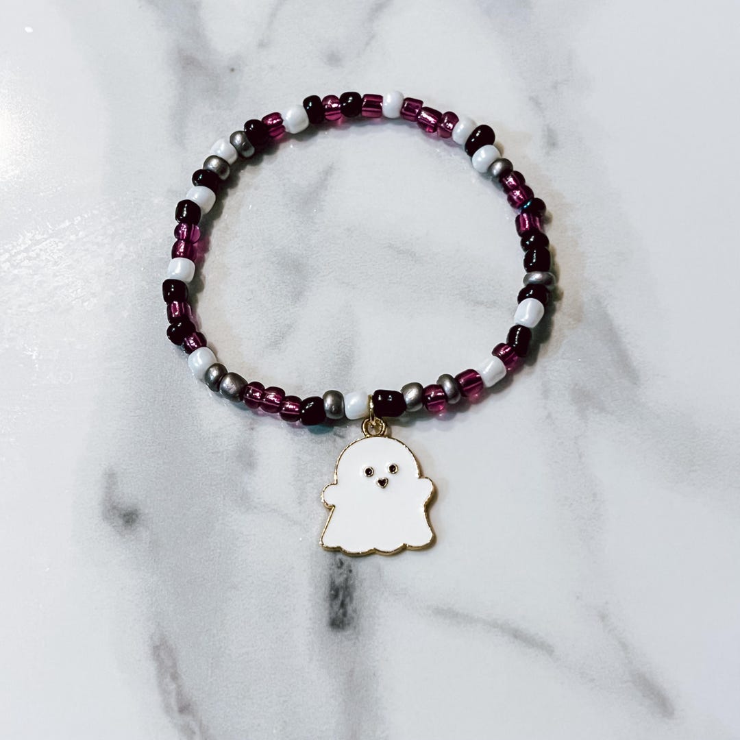 Ghost Jewelry, Fall Bracelet Stack, Seed Bead Bracelet, Halloween ...