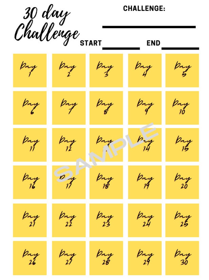 30 Day Challenge Tracker Printable (pack of 4) - Etsy