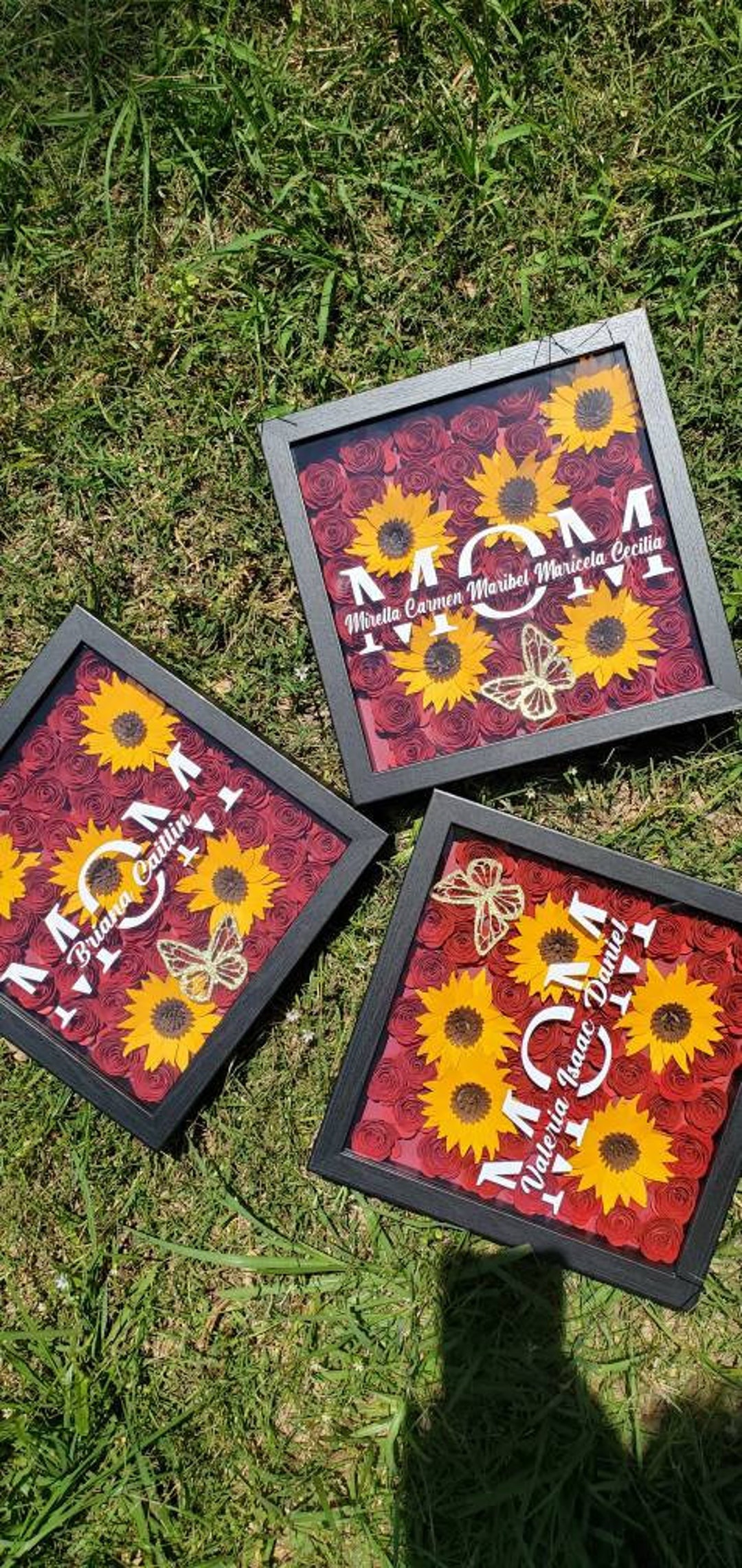 Shaddow Box, Sunflower and Roses - Etsy