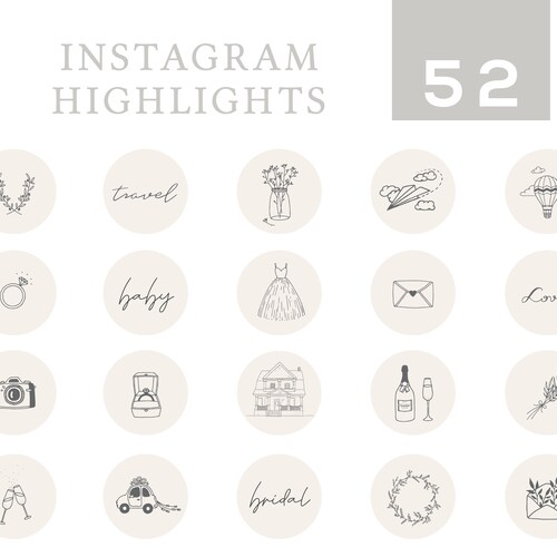 52 Instagram Highlight Cover Images Wedding & Lifestyle Hand | Etsy