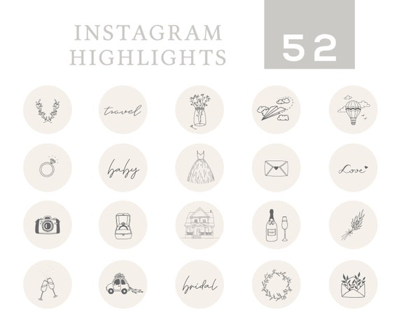 52 Instagram Highlight Cover Images Wedding & Lifestyle Hand - Etsy