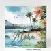 Aloha Printable Greeting Card, Hawaii Theme Note Card, Tropical Scenes ...