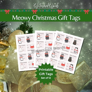 Printable Christmas Kitty Gift Tags, Cat Gift Labels, Instant Download ...