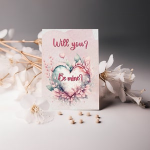 Printable Hearts and Romance Card, Be Mine, Printable Greeting Card ...