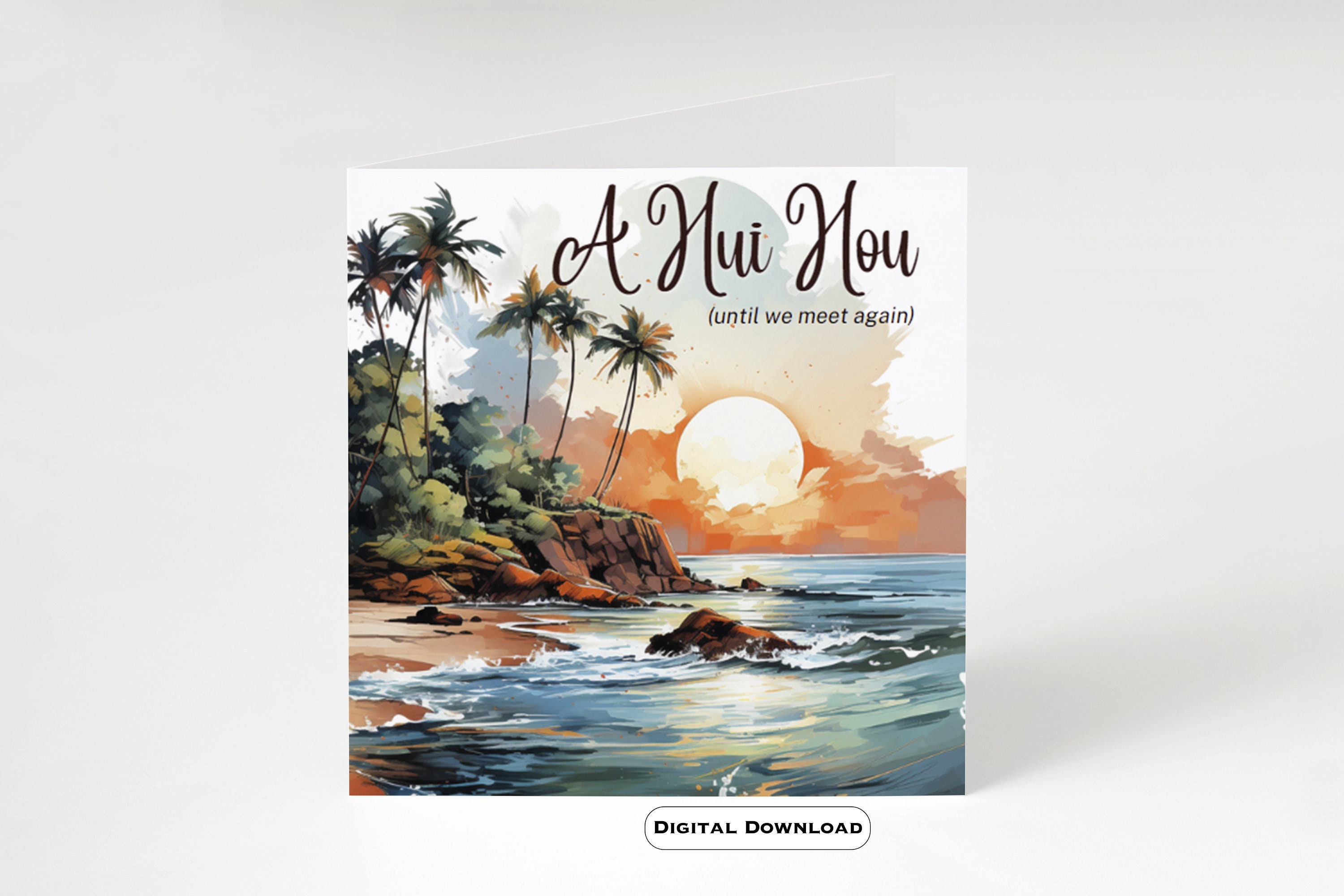 A Hui Hou Printable Greeting Card, Hawaii Theme Note Card, Hawaiian ...