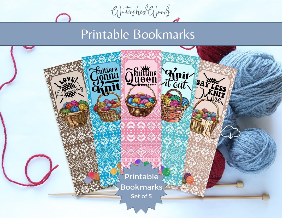 Printable Knitters Bookmarks, Colorful Unique Bookmarks for Knitters ...
