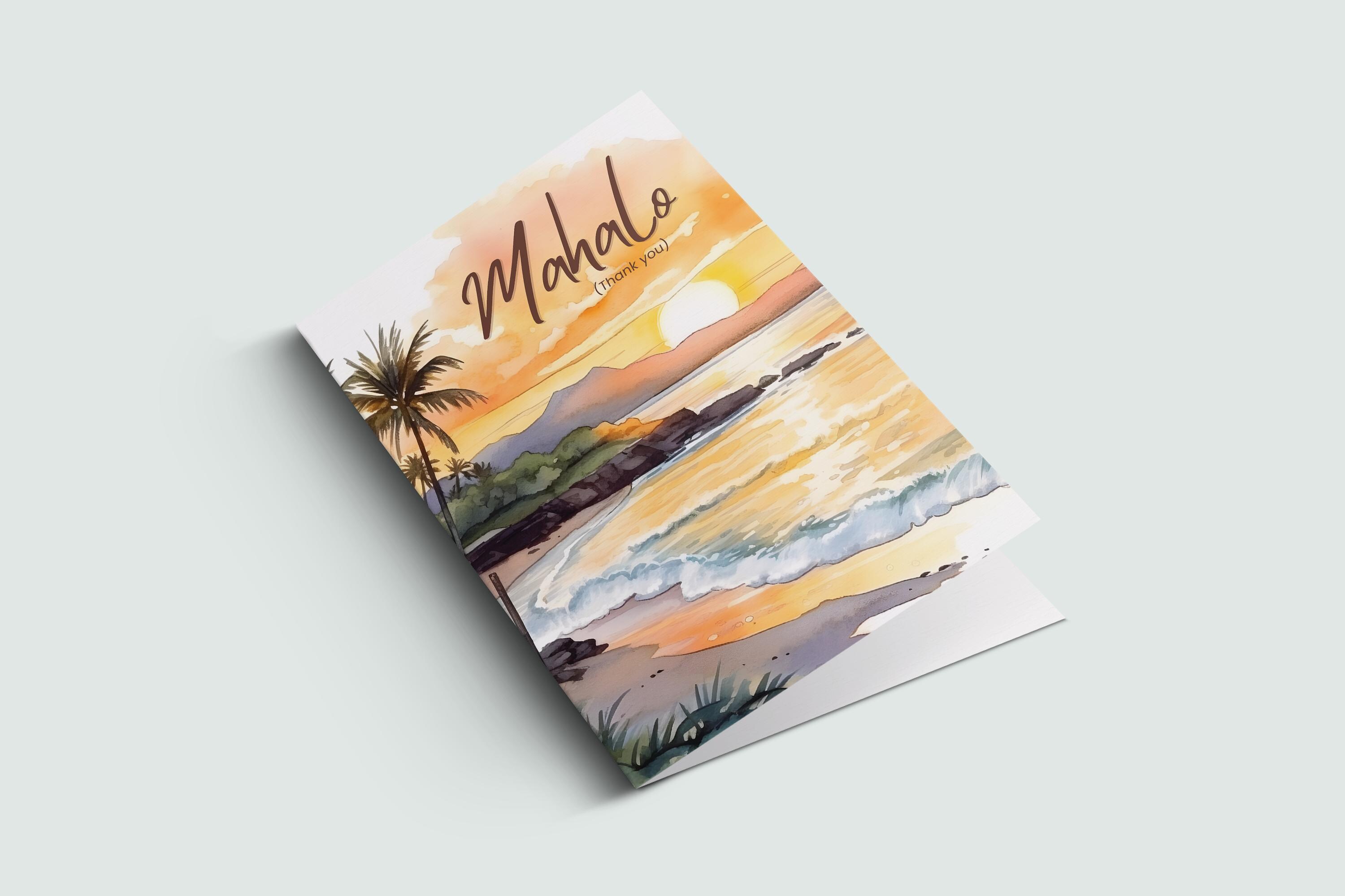 Mahalo Hawaiian Thank You Printable Greeting Card, Hawaii Theme Card ...