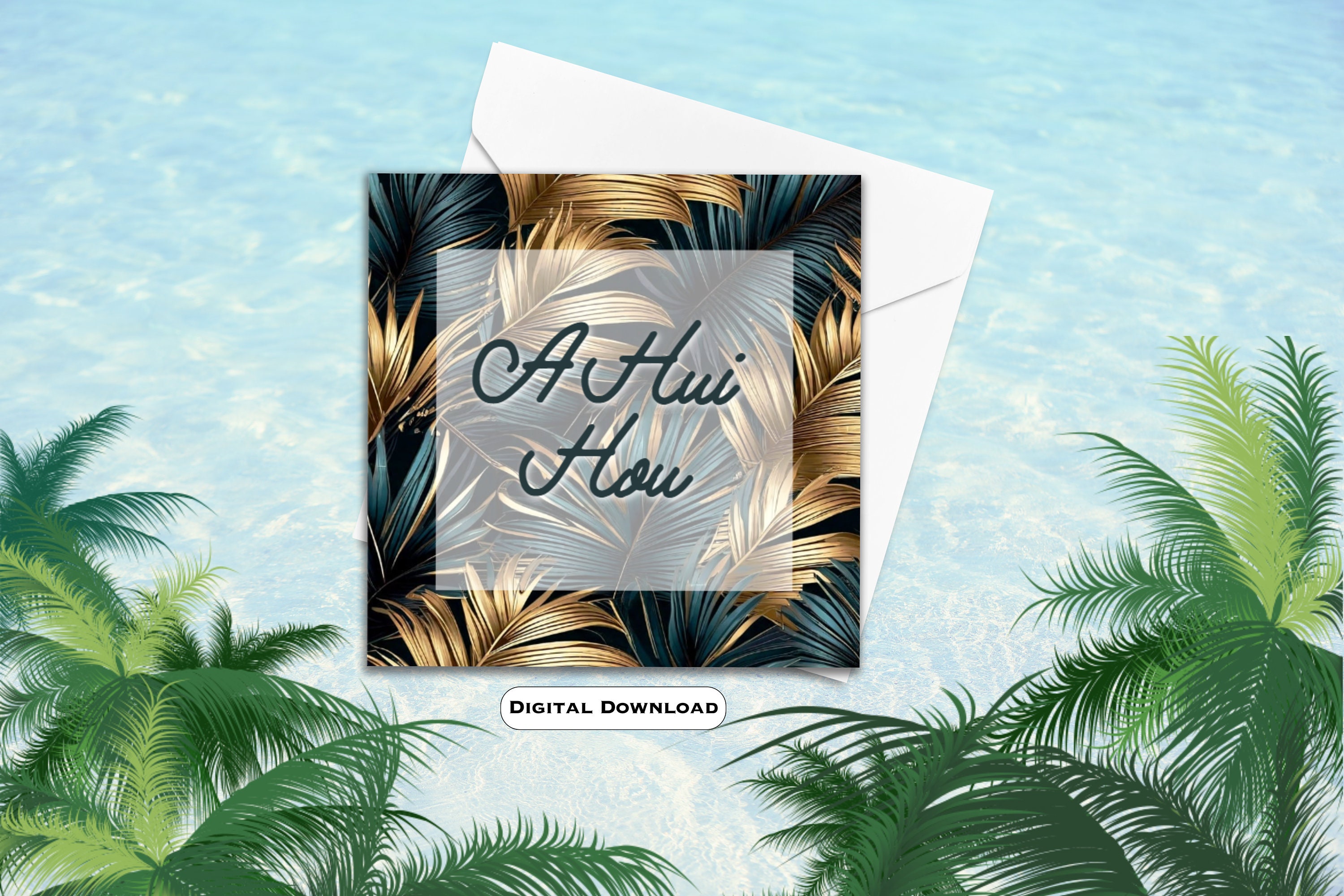 A Hui Hou Printable Greeting Card, Hawaii Theme Note Card, Hawaiian ...