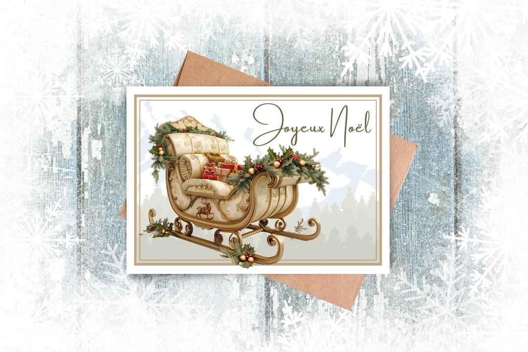 Joyeux Noël Printable Card, Merry Christmas in French, French Christmas ...