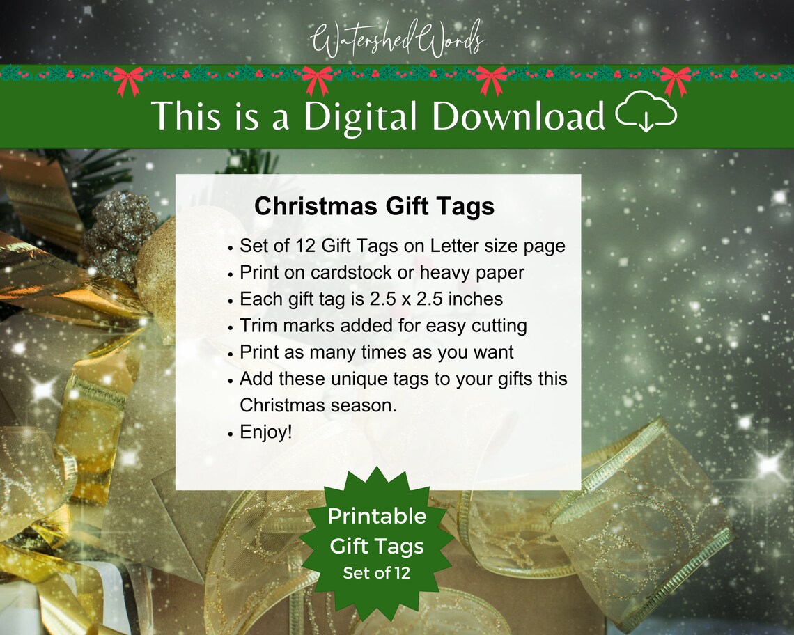 Printable Christmas Kitty Gift Tags, Cat Gift Labels, Instant Download ...