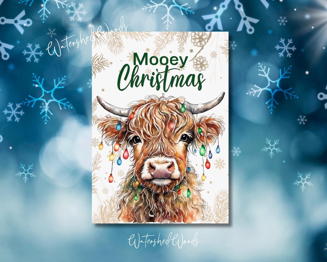 Mooey Christmas Greeting Card, Instant Printable Christmas Card ...
