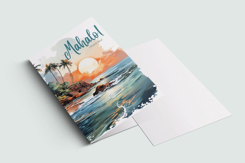 Mahalo Hawaiian Thank You Card: Tropical Island Design (digital ...