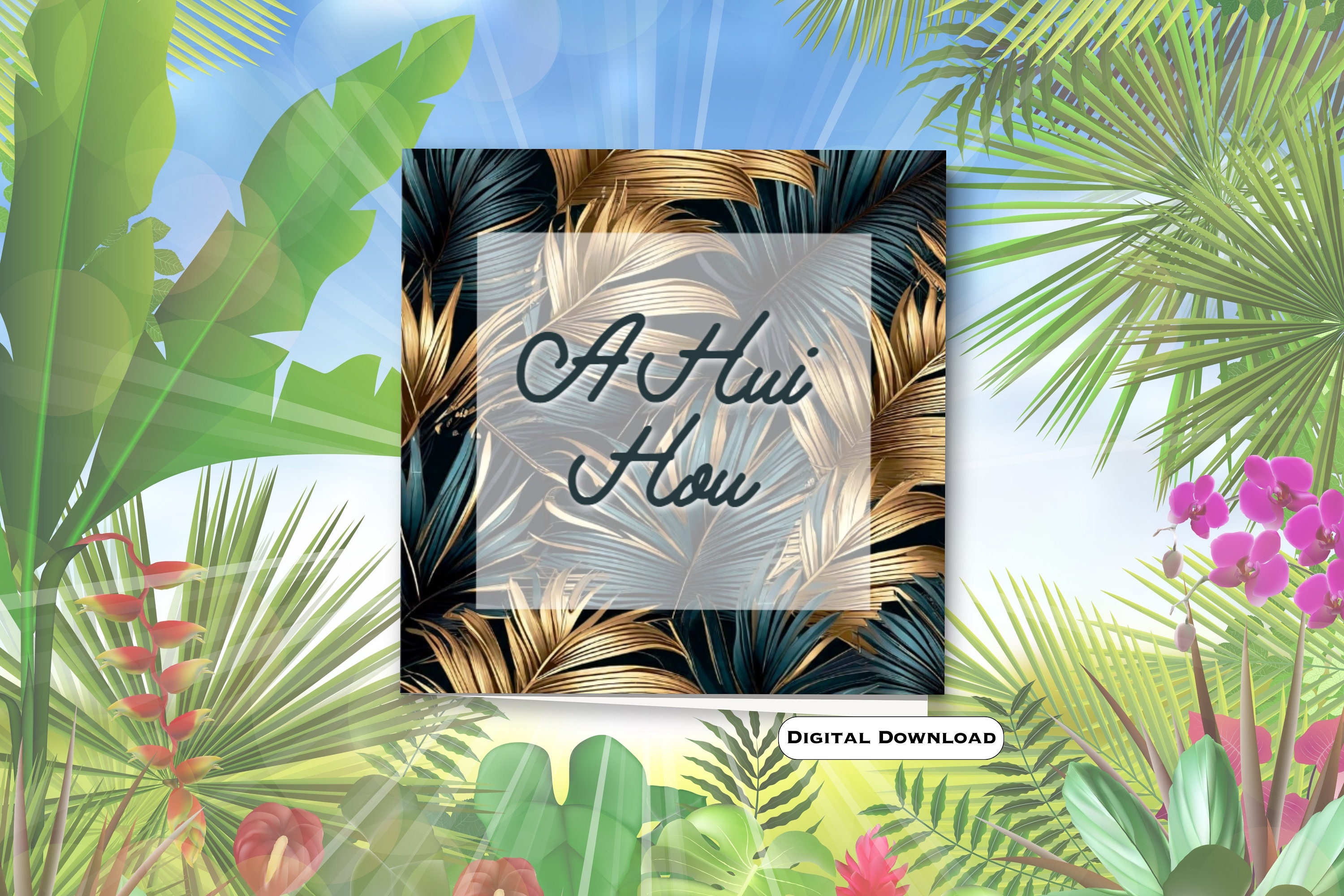 A Hui Hou Printable Greeting Card, Hawaii Theme Note Card, Hawaiian ...