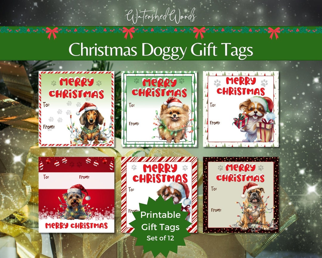 Printable Christmas Puppy Gift Tags Dog Gift Labels Instant - Etsy