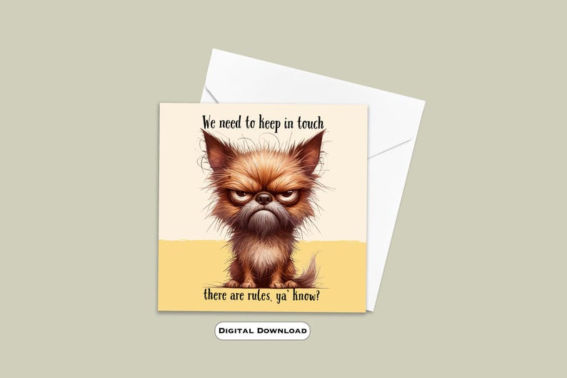 Keep in Touch Printable Funny Dog Card, Folded Greeting Card ...
