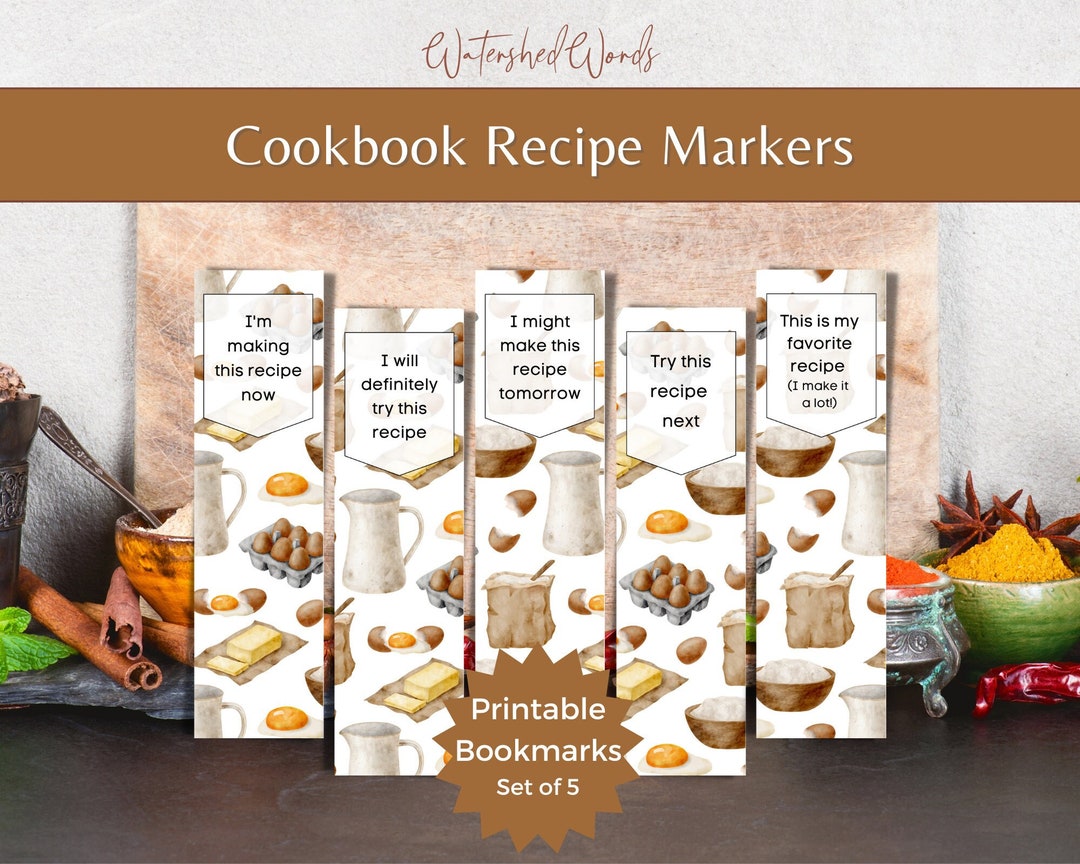 Cookbook Bookmarks: Recipe Markers, Set of 5 (digital Download) - Etsy ...